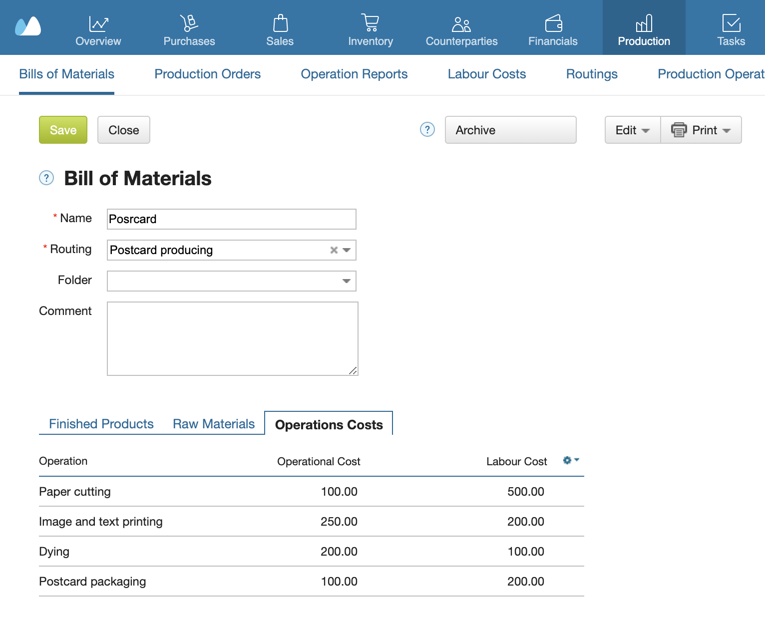 Labour Costs calculation – Kladana