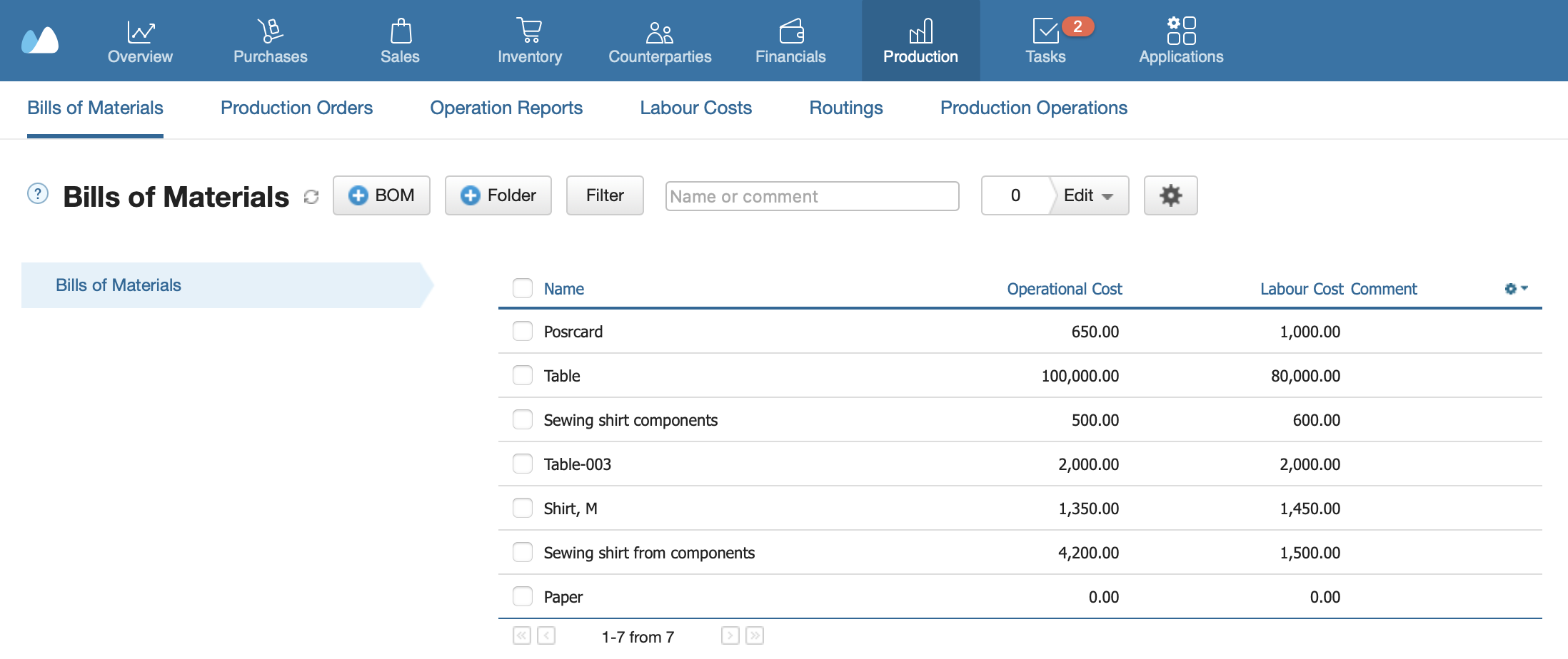 Bills of Materials – Kladana