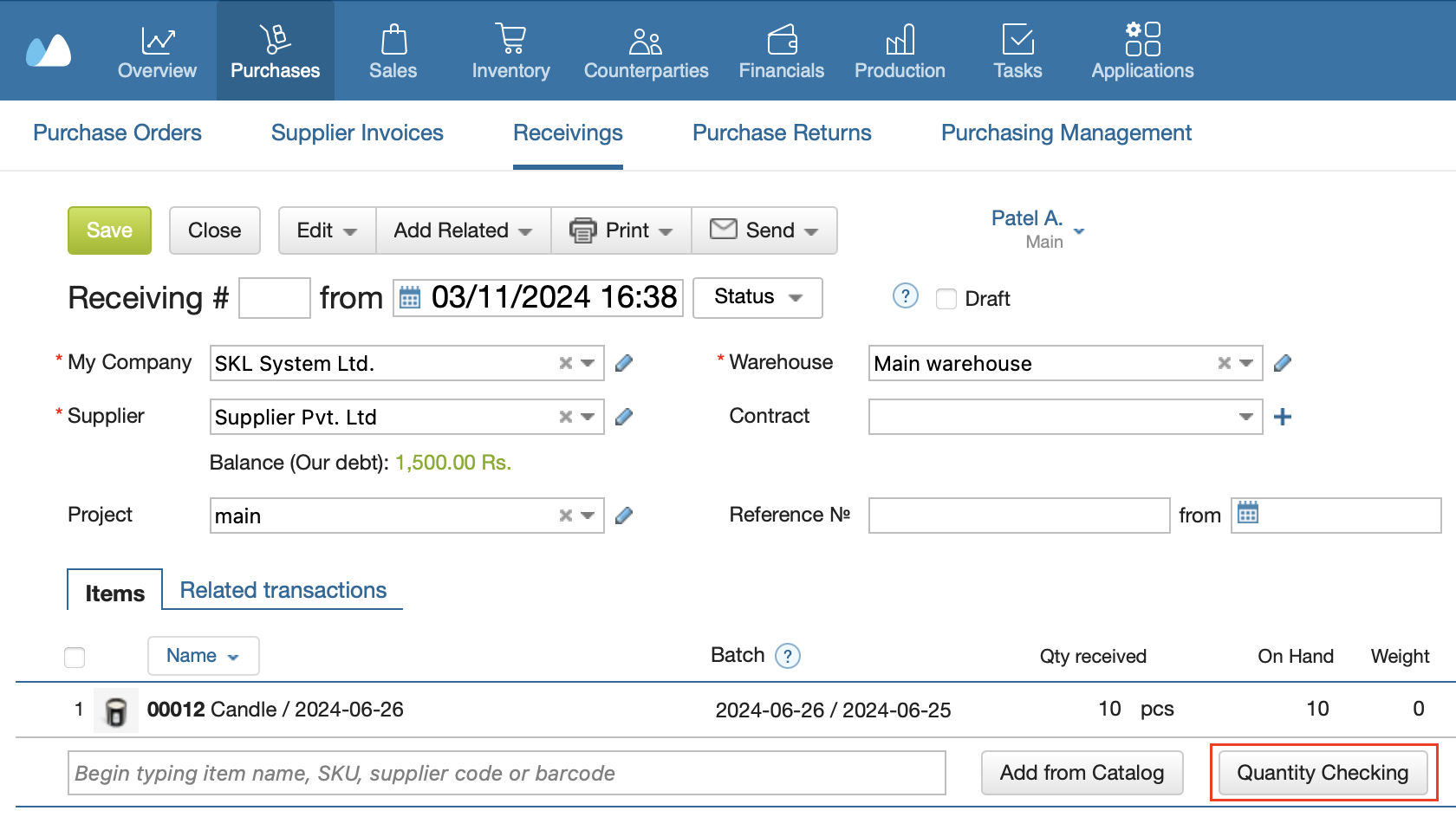 Quality Inspection of Supplied Products – Kladana