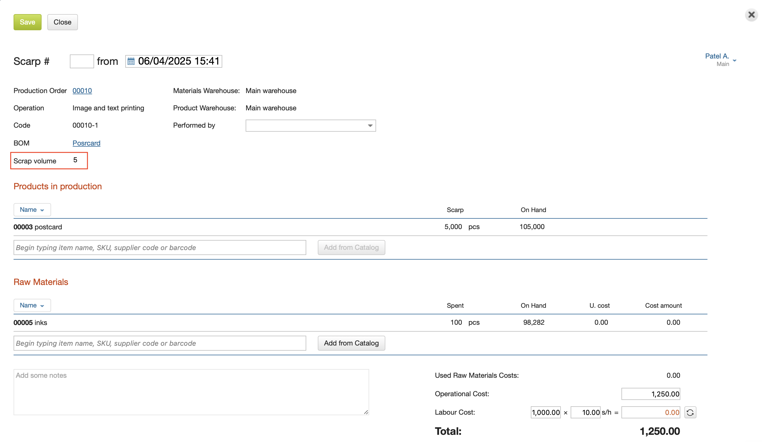 Scrap Management in Production – Kladana